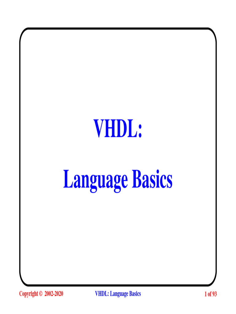 VHDL Language Basics | PDF | Vhdl | Reserved Word
