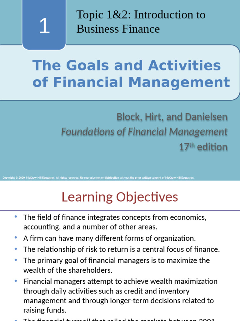 Topic 1 - 2 - Introduction To Business Finance - BLOCK - FFM - 17e ... Topic 1 - 2 - Introduction To Business Finance - BLOCK - FFM - 17e ...