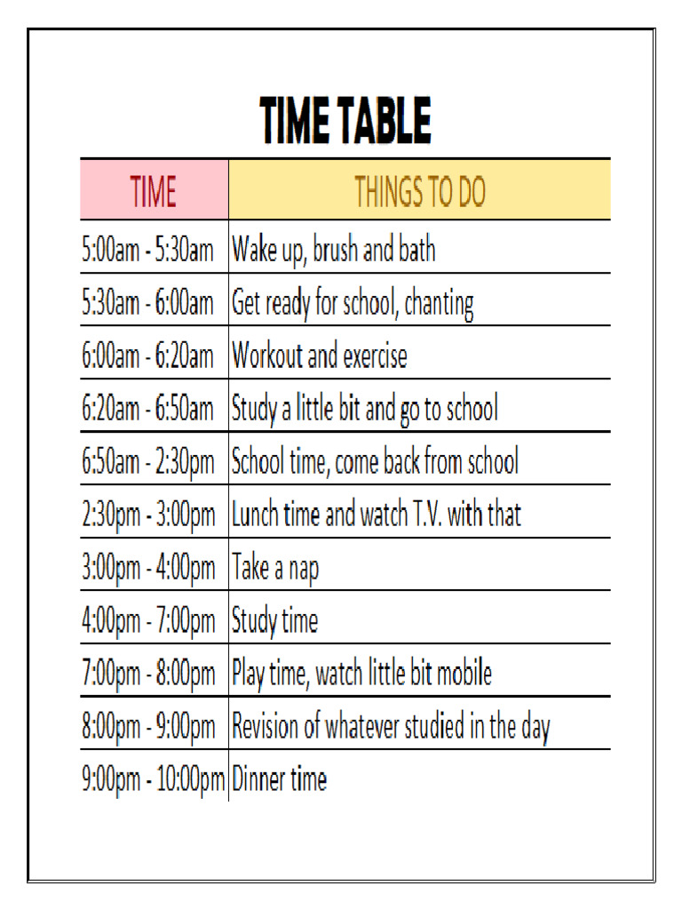 Timetable | PDF