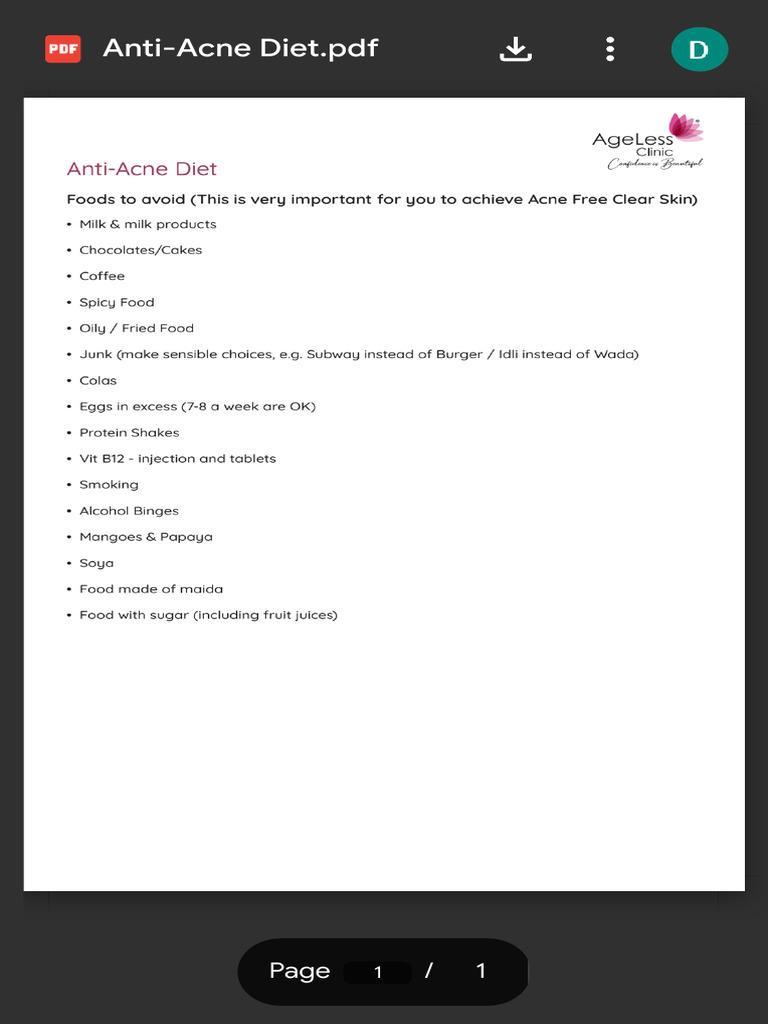 Anti-Acne Diet - PDF - Google Drive | PDF | Lifestyle