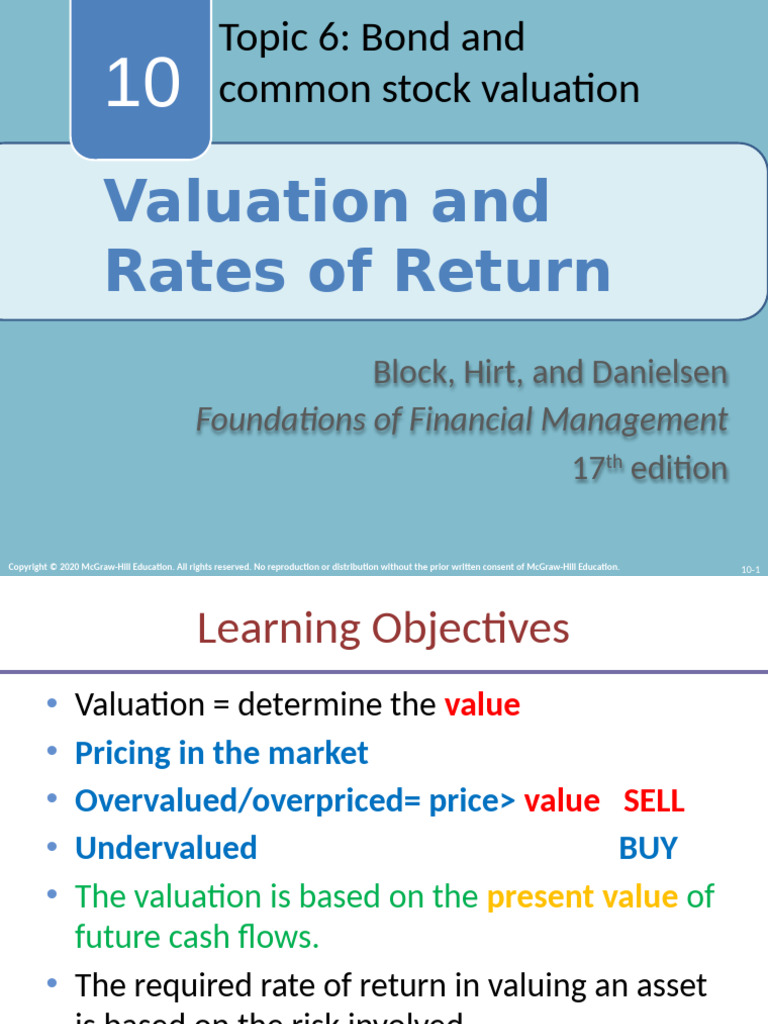 Topic 6 - Bond and Common Stock Valuation - BLOCK - FFM - 17e - Chap010 ...