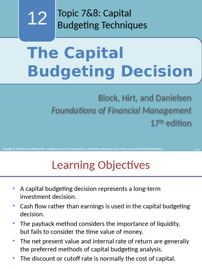 Topic 7 - 8 - Capital Budgeting Techniques - BLOCK - FFM - 17e ...