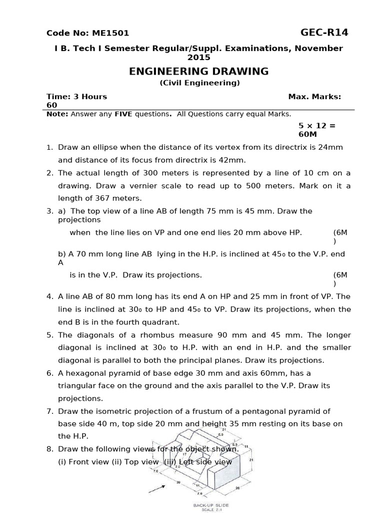 Engineering Drawing Exam Questions | PDF