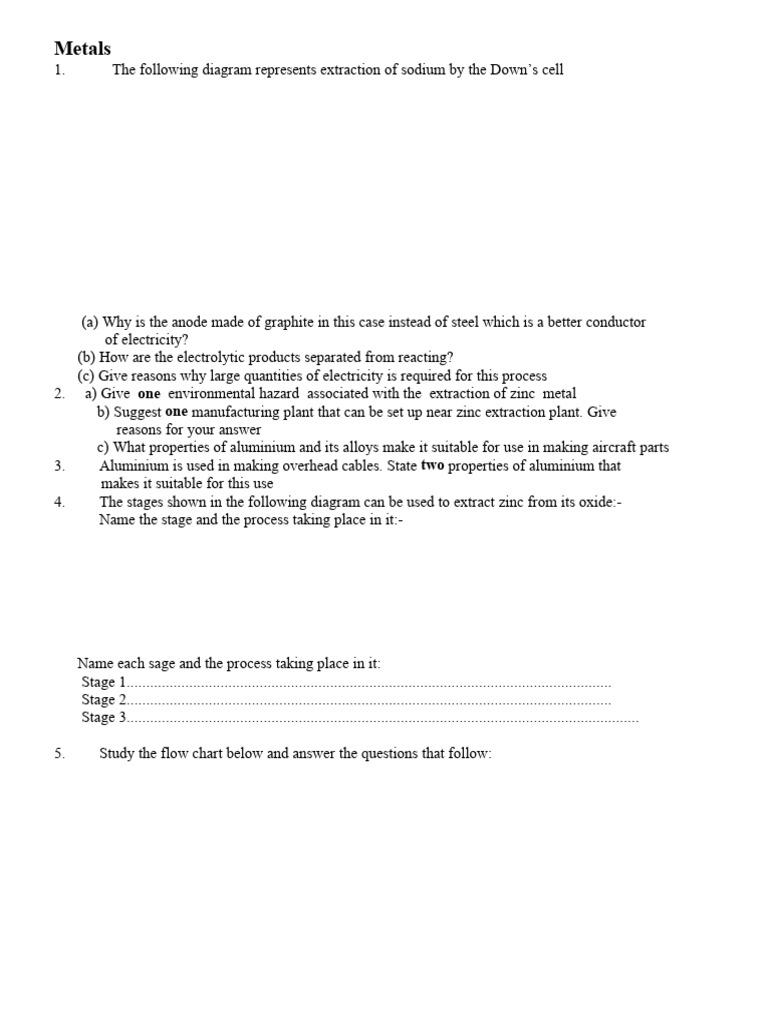 FORM 4 METALS QUESTIONS Teacher - Co - .Ke | PDF | Aluminium | Anode