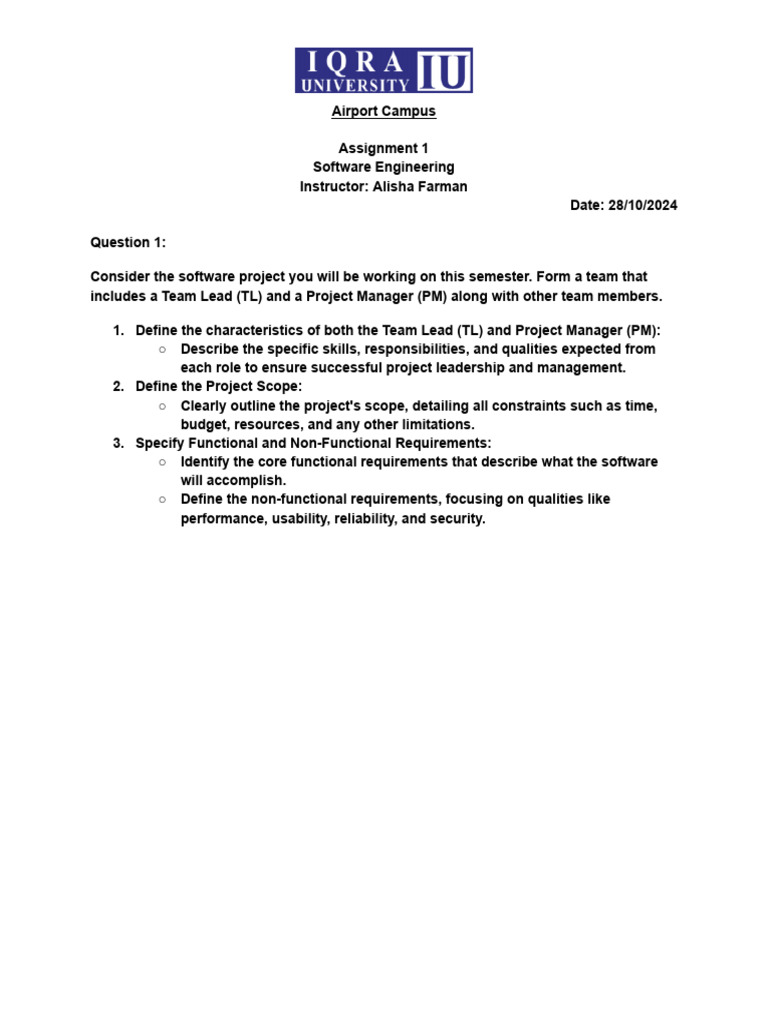 SE Assignment 1 | PDF | Technology & Engineering