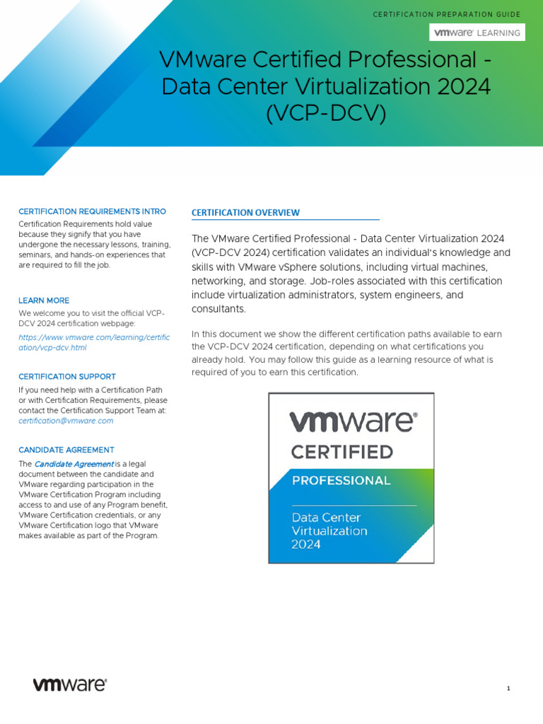 VMW VCP DCV Certification Preparation Guide | PDF | Certification