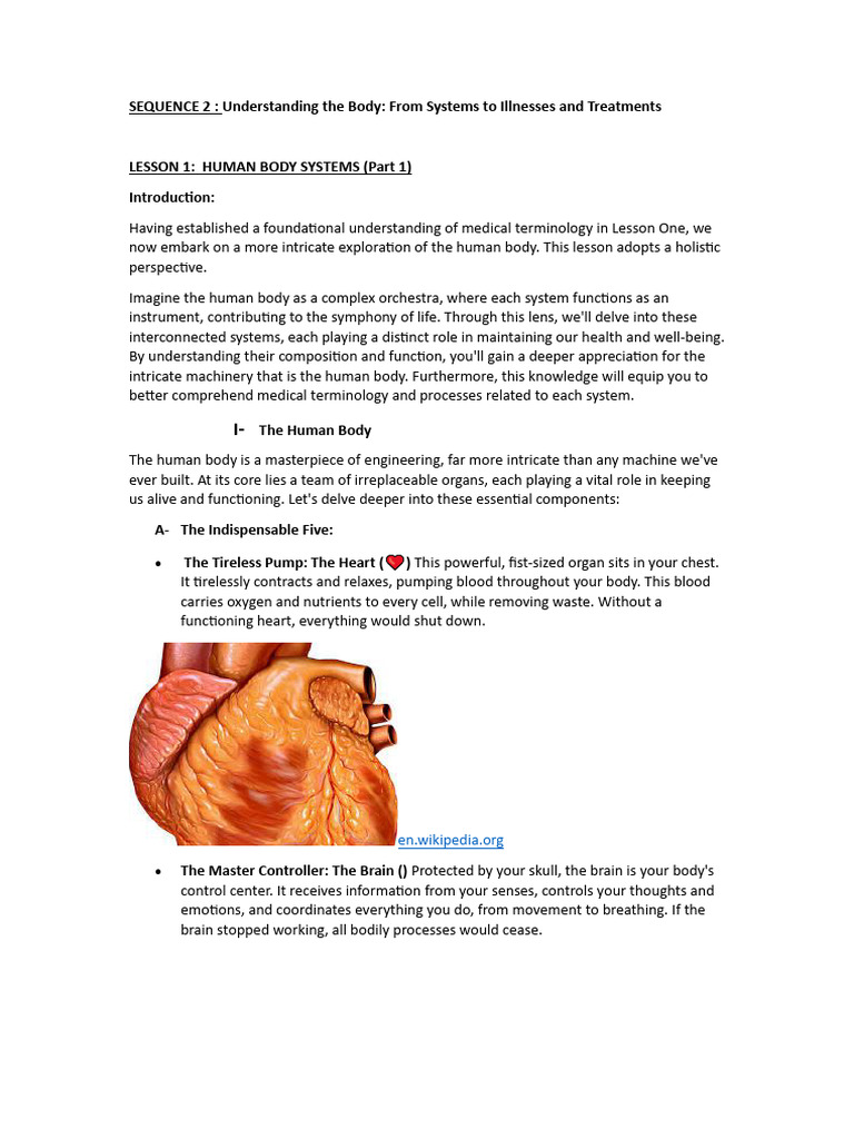 LESSON 1 HUMAN BODY SYSTEMS (Part 1) | PDF | Human Digestive System ...