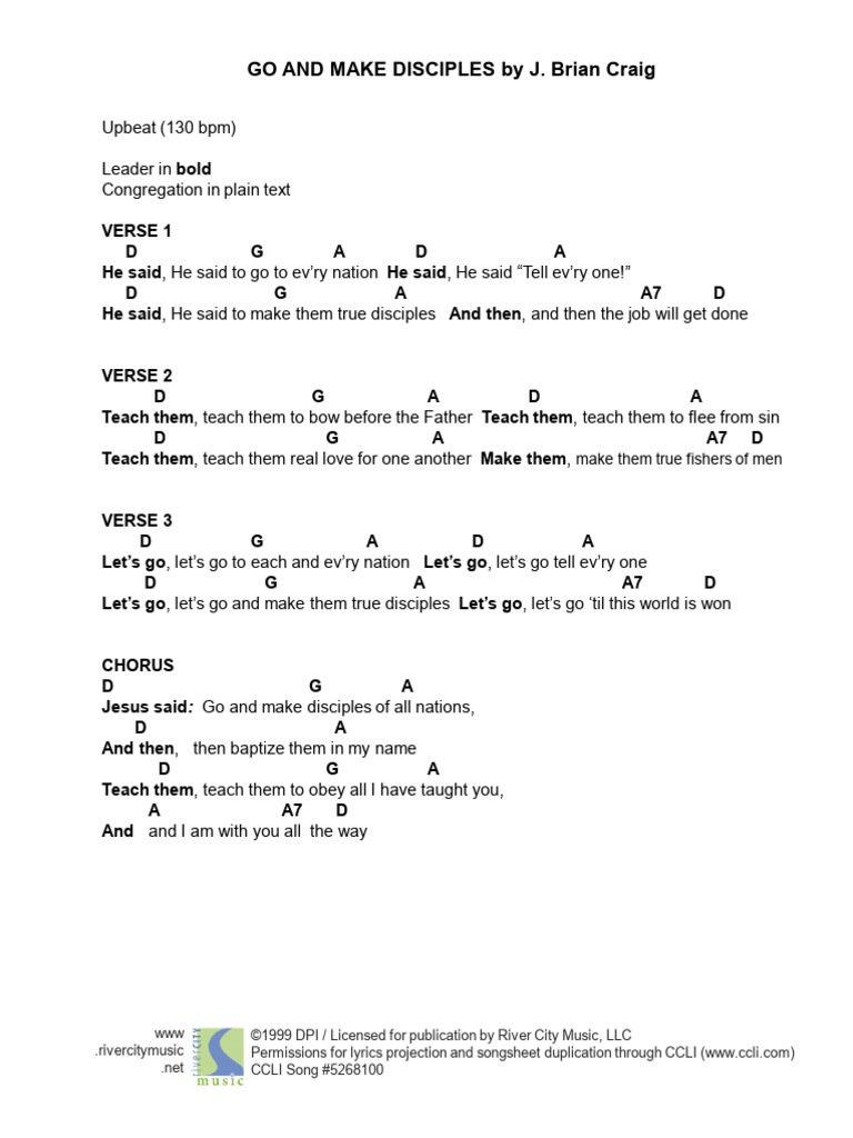 Go and Make Disciples Song Chords | PDF