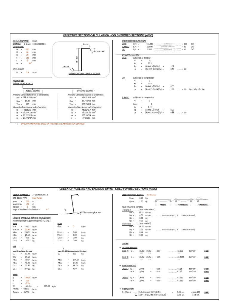 TCB - (ECP) Cold Formed C - Z1 | PDF | Solid Mechanics | Structural Engineering