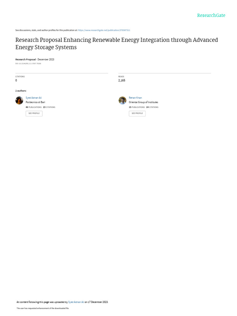 Research Proposal Enhancing Renewable Energy Integration Through ...