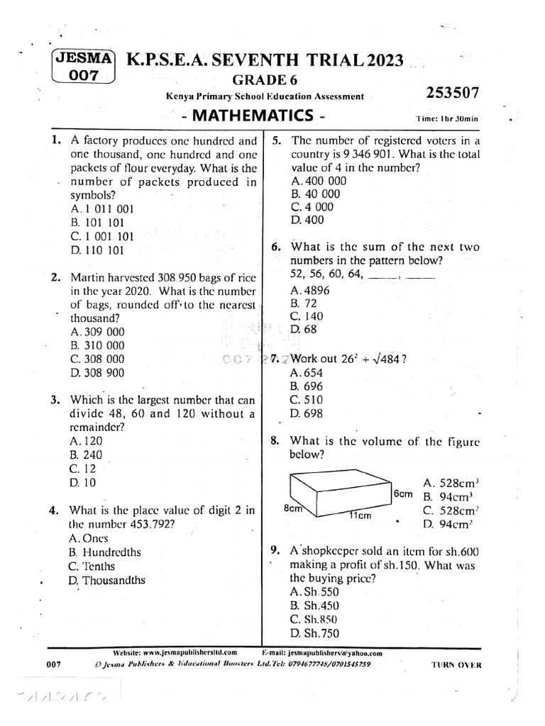 G6 Maths Jesma 007 | PDF