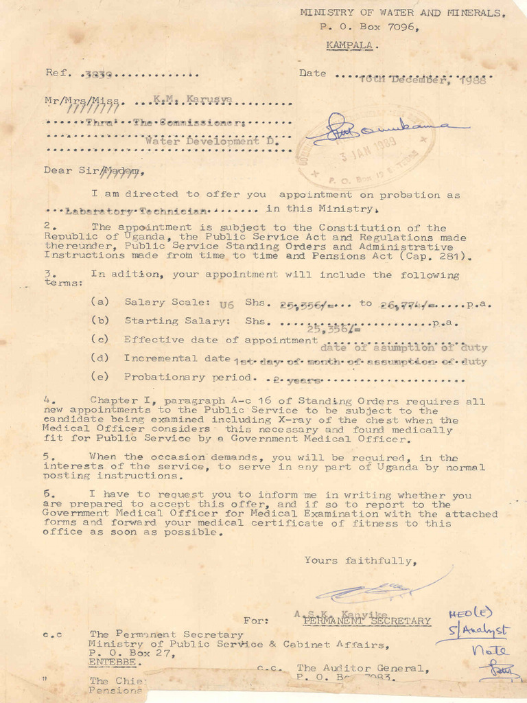 Appointment Letter - Probation | PDF
