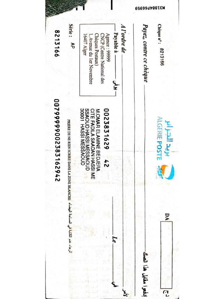 Cheque Barre 8798247 | PDF