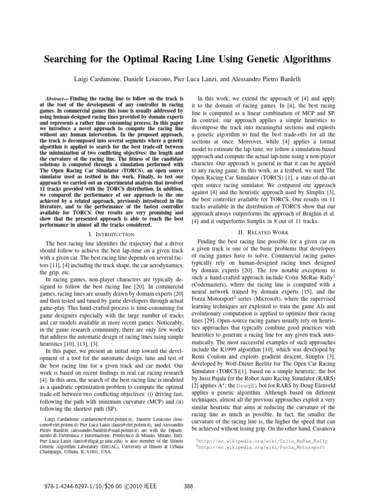 Genetic Algorithms for Racing Games | PDF | Genetic Algorithm | Curvature