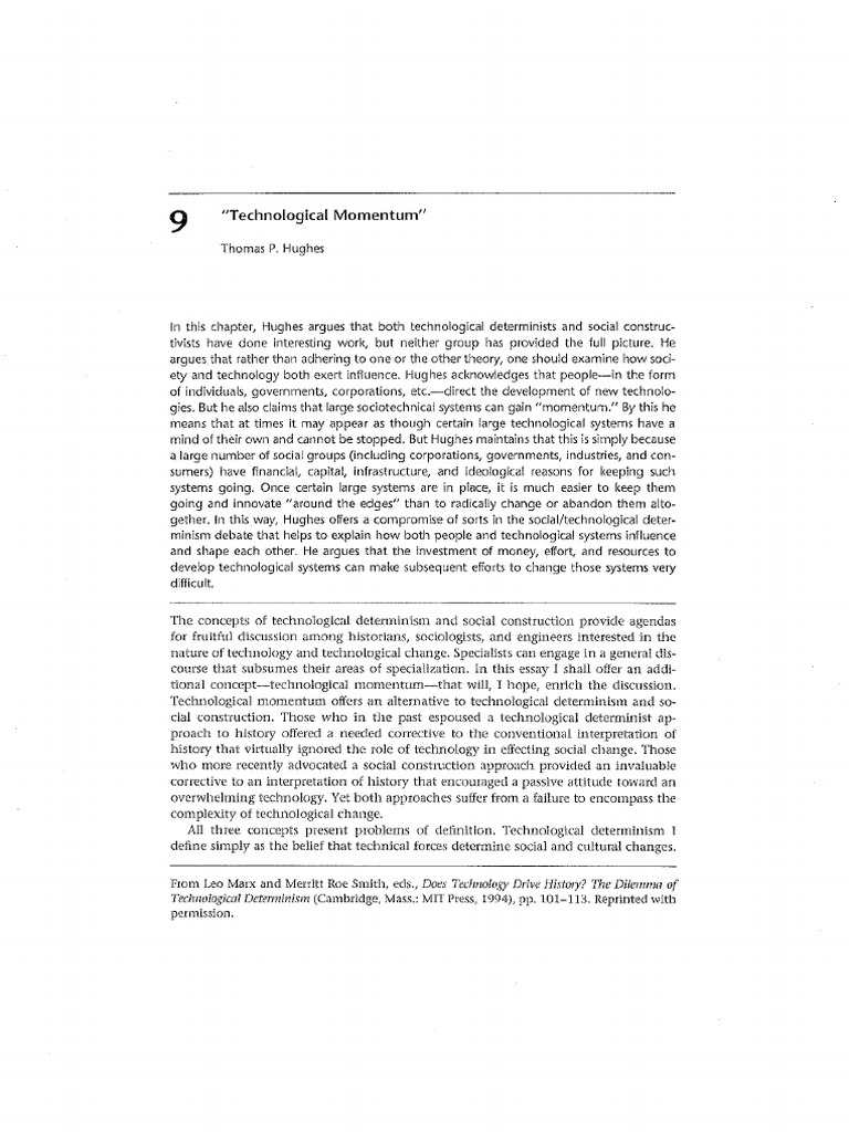 Thomas P. Hughes - Technological Momentum | PDF