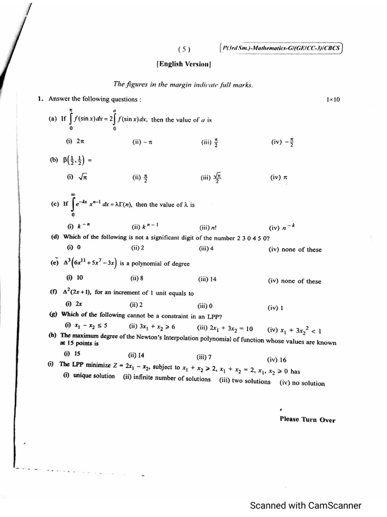 CU Question GE3 2019 | PDF