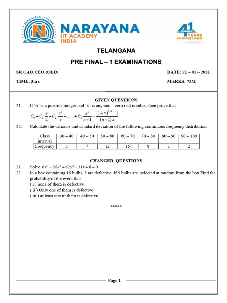 (Changed) SR - Cao - (Old) - TS - Ipe - 21-01-2021 - QP | PDF