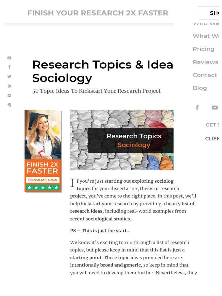 Sociology Research Topics & Ideas (Free Webinar + Template) | PDF ...