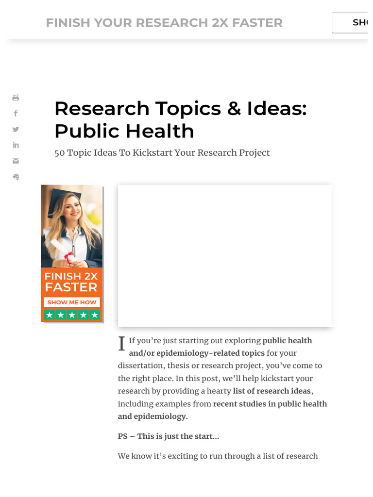 50 Public Health Research Ideas | PDF | Epidemiology | Public Health