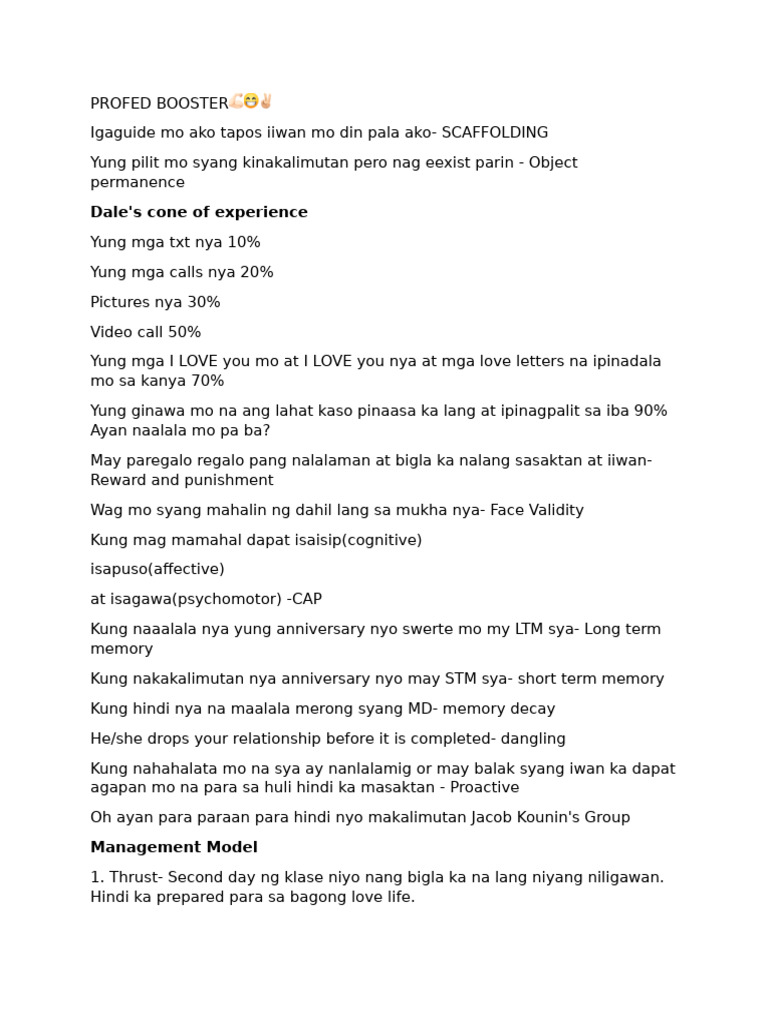 PROFED BOOSTER Hugot Lines | PDF