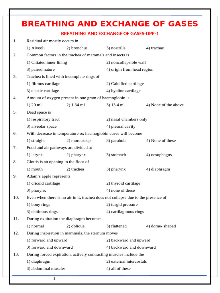 Breathing Mechanics and Gas Exchange | PDF | Respiratory System | Lung
