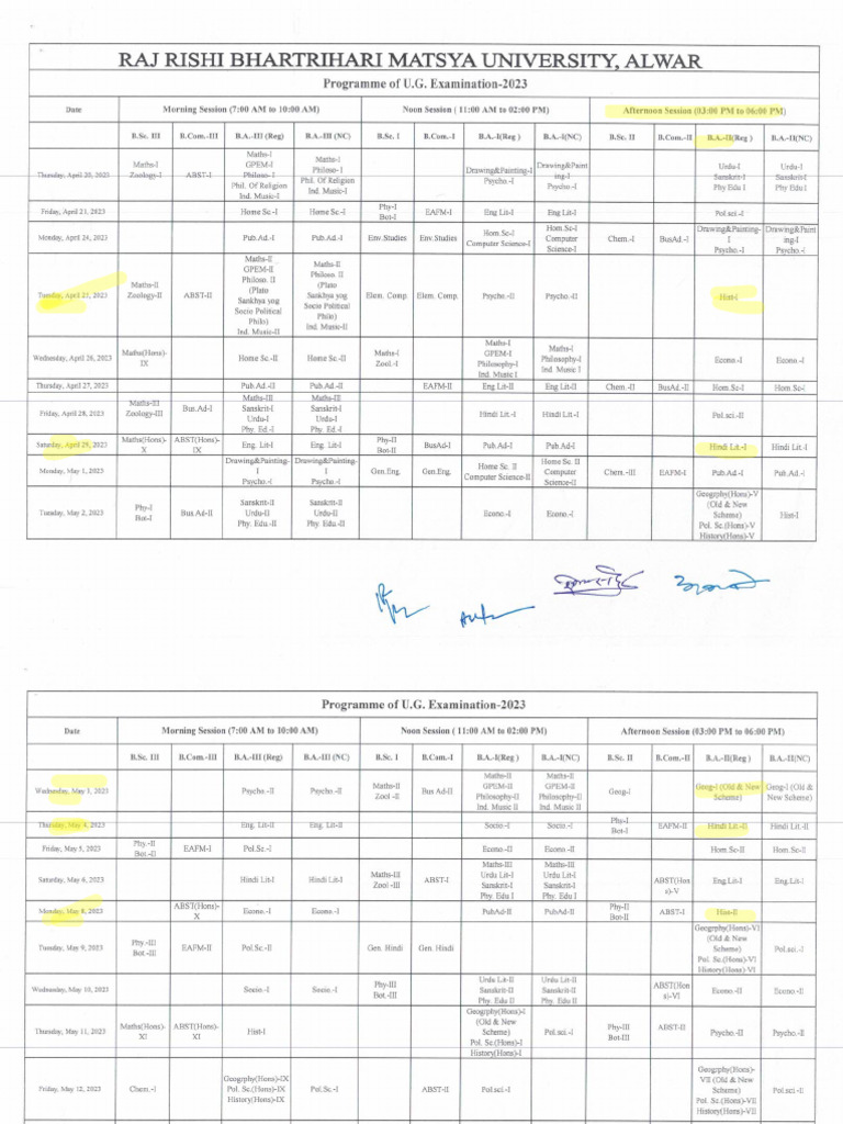 TimeTable 2023 | PDF
