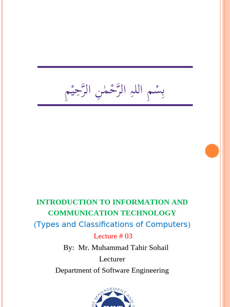 Lec 03 Types and Classifications of Computers | PDF | Personal Computers | Desktop Computer