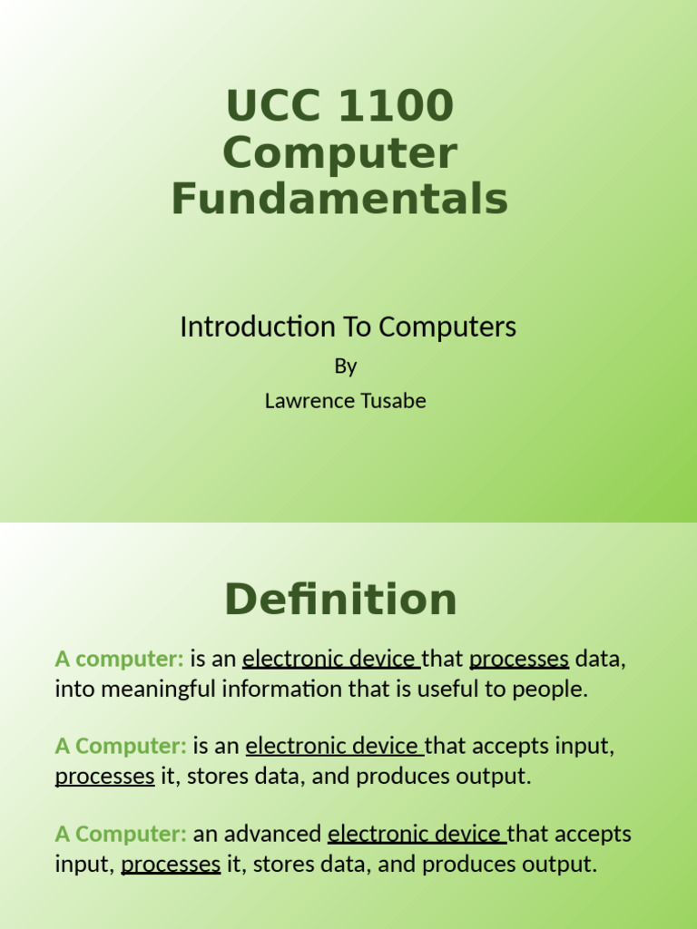 Lecture1 Introduction To Computers | PDF | Byte | Random Access Memory