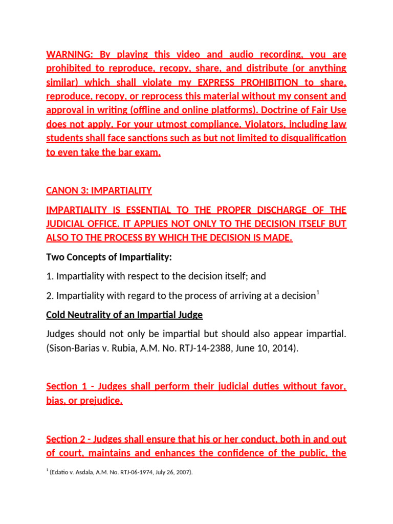 Blje Judicial Conduct Canon 3 | PDF | Justice | Crime & Violence