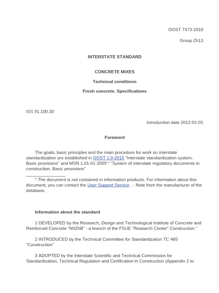 GOST 7473-2010: Concrete Mix Standards | PDF | Concrete | Construction ...