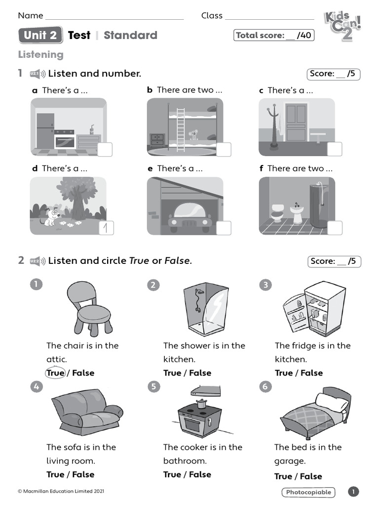 Kids Can 2 Unit 2 Test PDF | PDF | Cognition | Linguistics