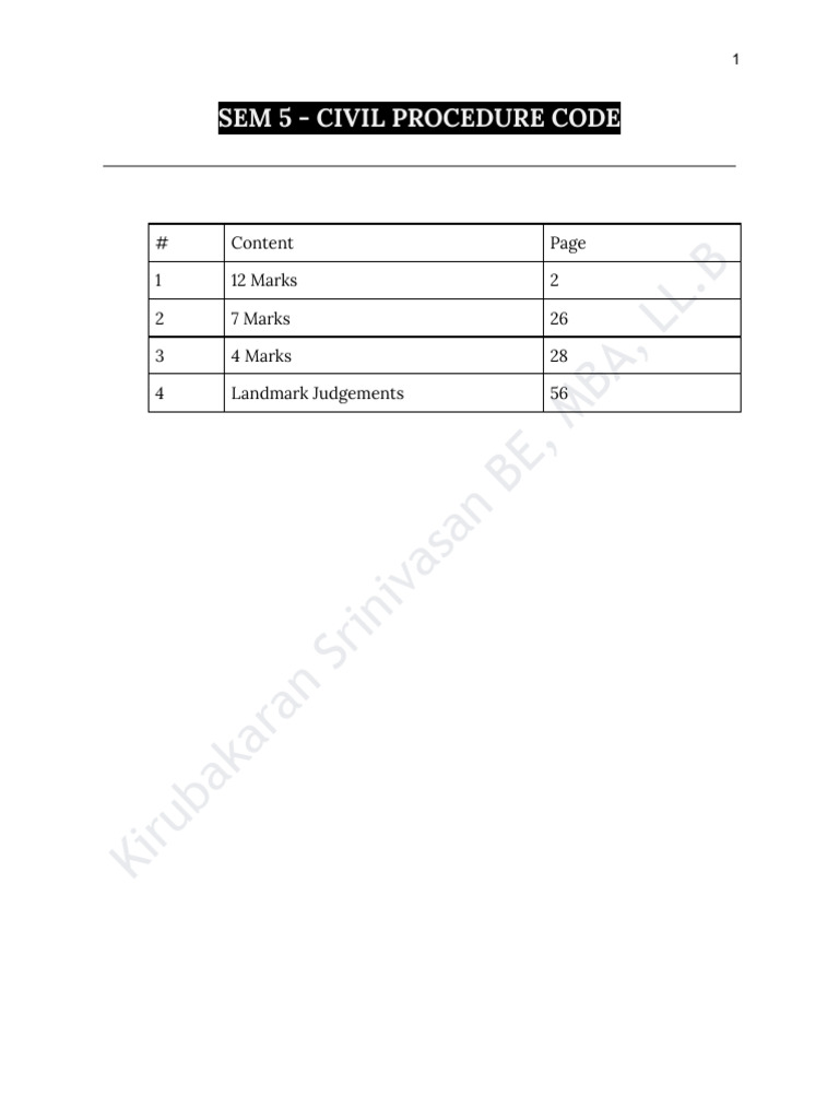 SEM 5 - Civil Procedure Code-1 | PDF | Lawsuit | Judgment (Law)