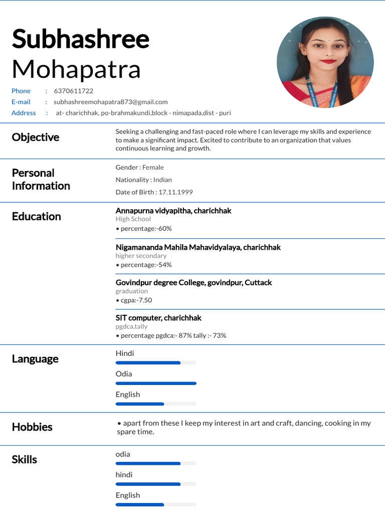 Subhashree - Resume - 635 | PDF