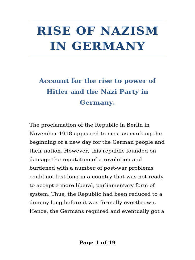 Rise of Nazism in Germany | PDF | Nazi Germany | Nazism