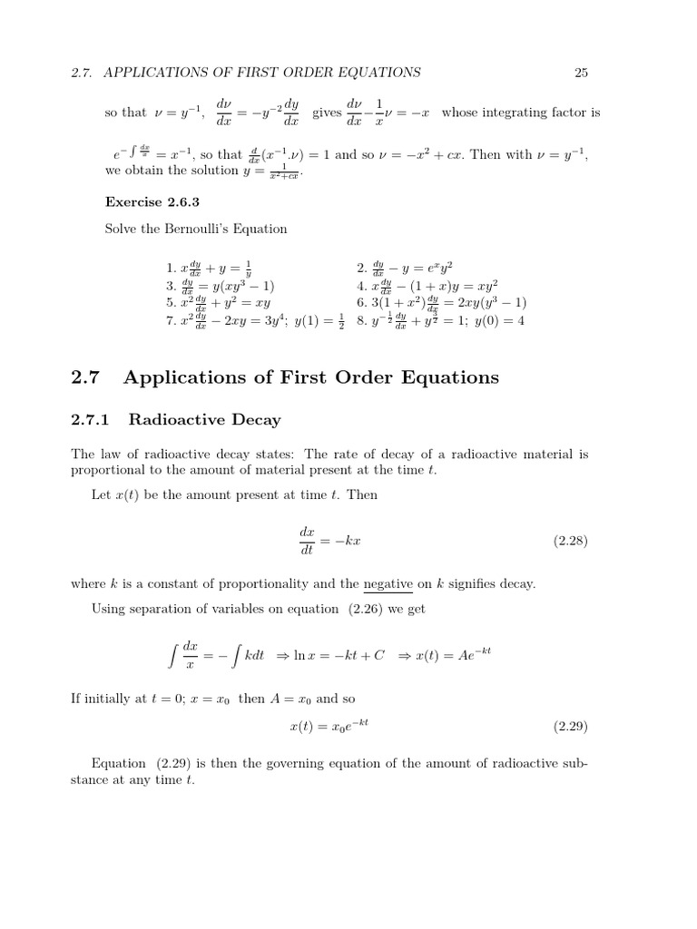 Applications of First Order Differential Equations | PDF | Volt | Force