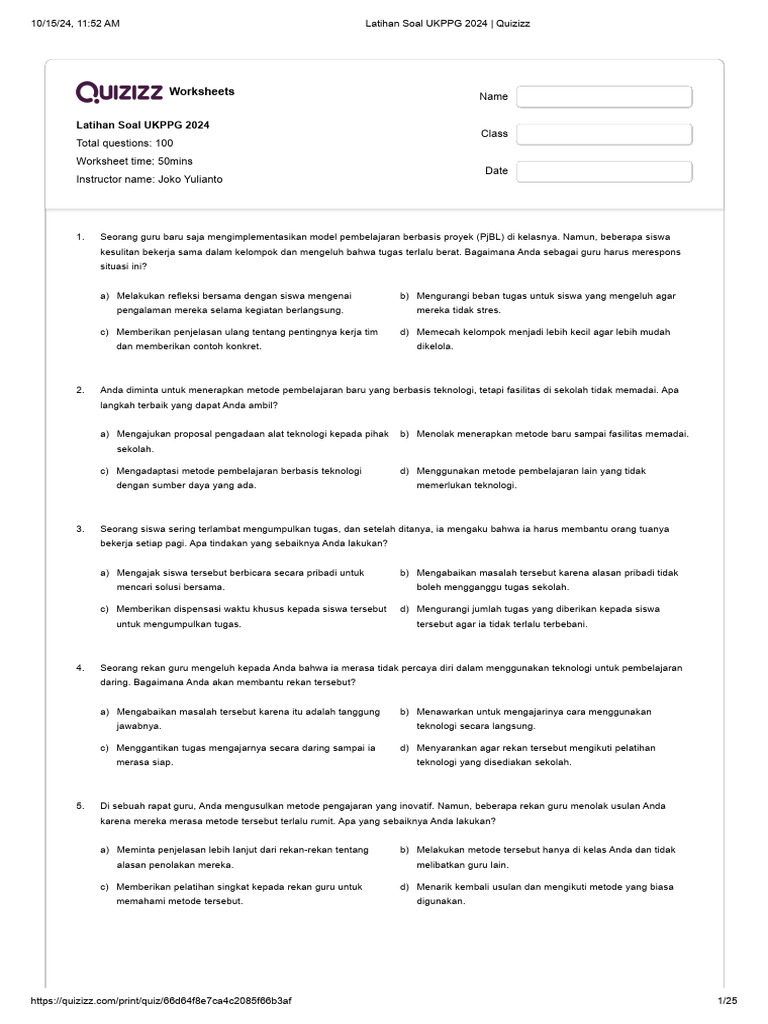 Latihan Soal UKPPG 2024 | PDF | Karier & Perkembangan