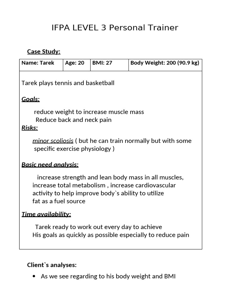 IFPA Level 3 Trainer Case Study: Tarek | PDF