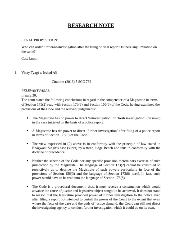 RESEARCH NOTE | PDF | Trials | Magistrate