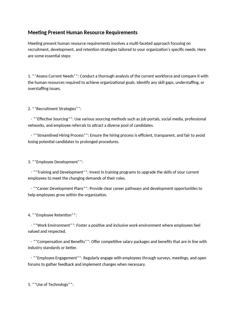 Meeting Present Human Resource Requirements | PDF