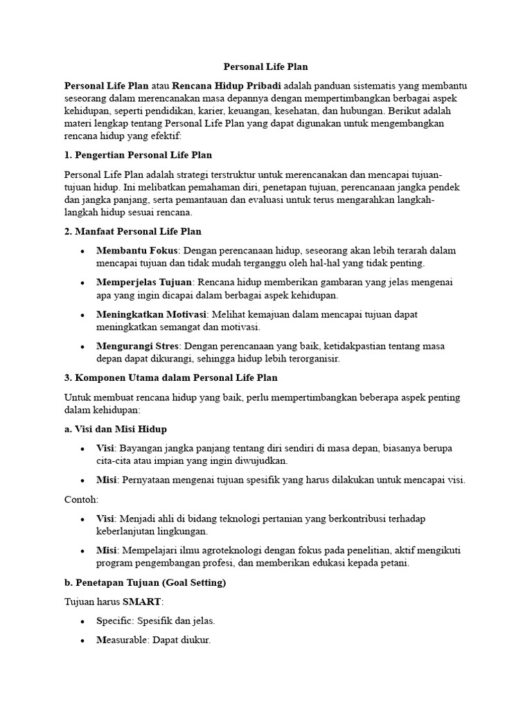 Personal Life Plan | PDF