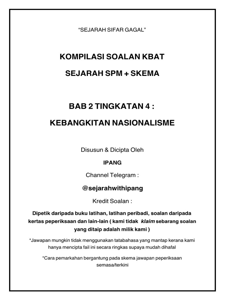 Kbat Sejarah KSSM SPM | PDF