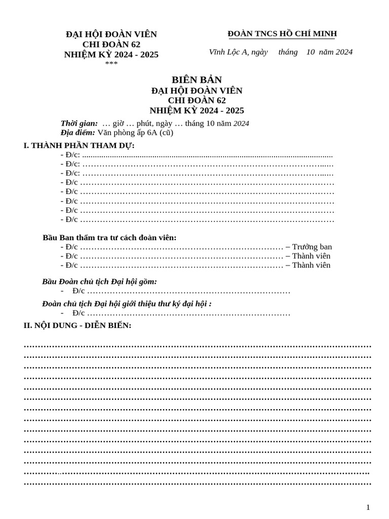 BIÊN BAN Dai Hoi Chi Doan | PDF