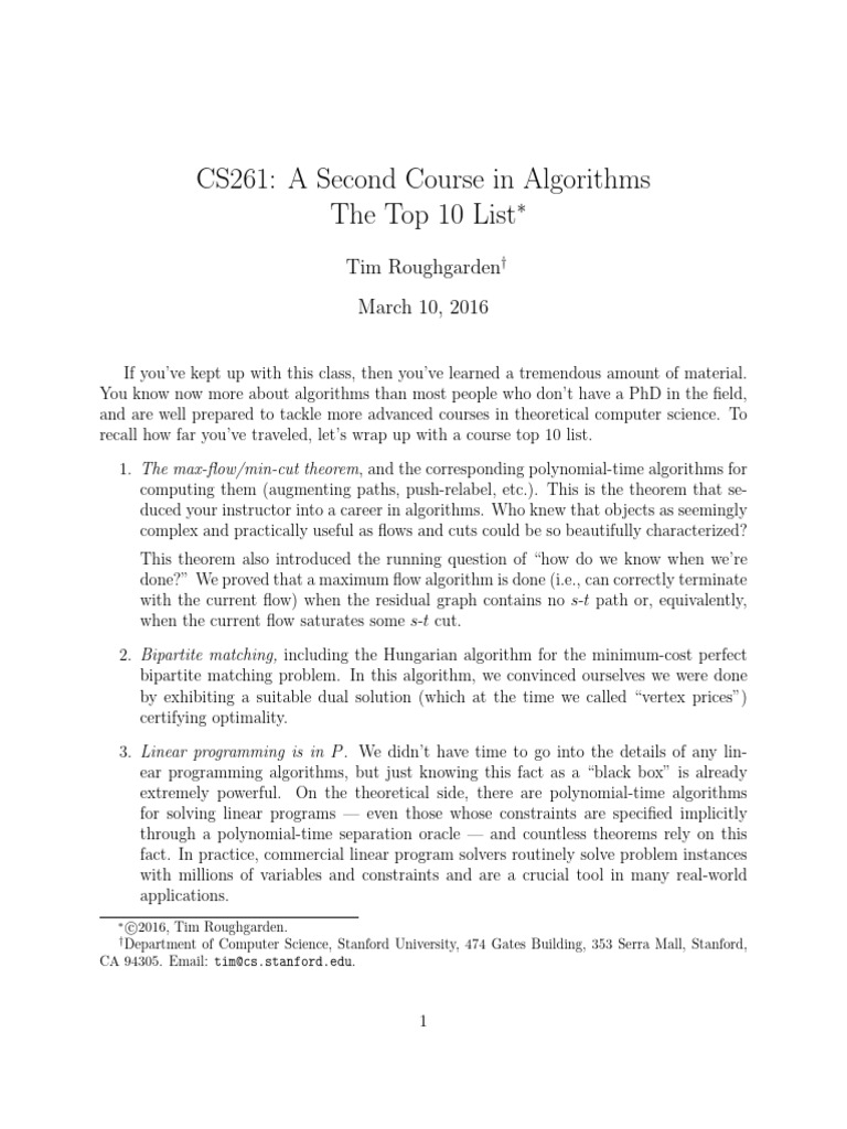 Top 10 Algos Pdf Linear Programming Algorithms And Data Structures 2587