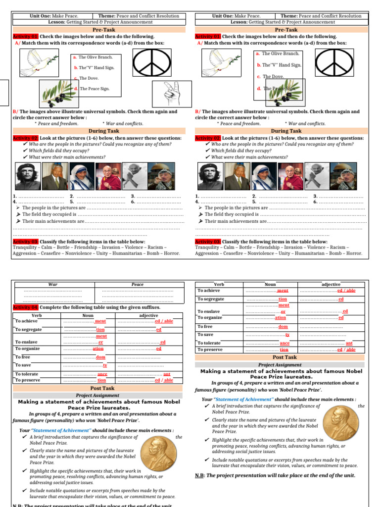Peace and Conflict Resolution Activities | PDF | Linguistics ...