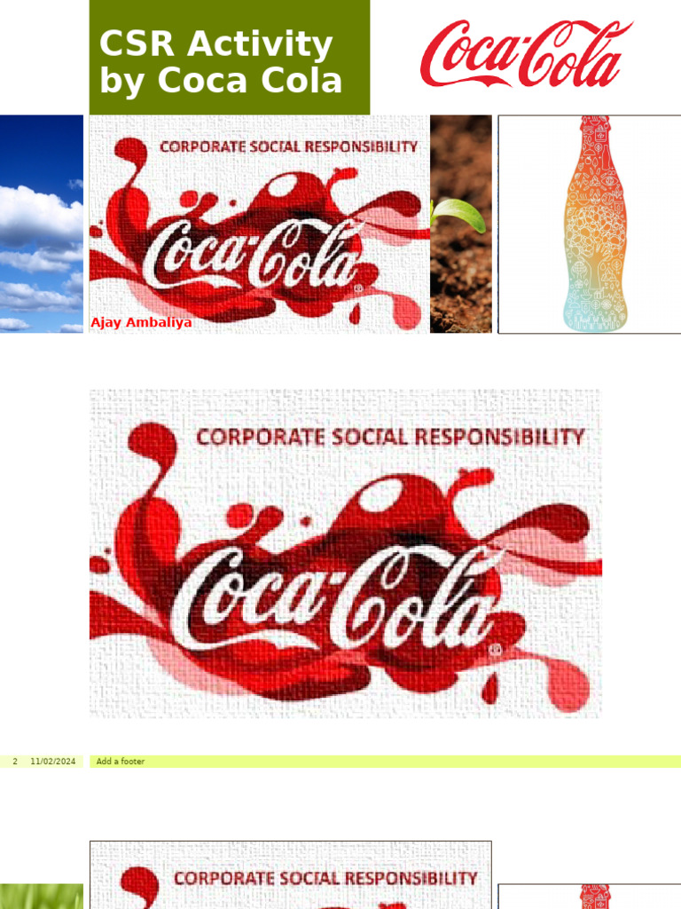 CSR Activity by Coca Cola | PDF | Corporate Social Responsibility ...
