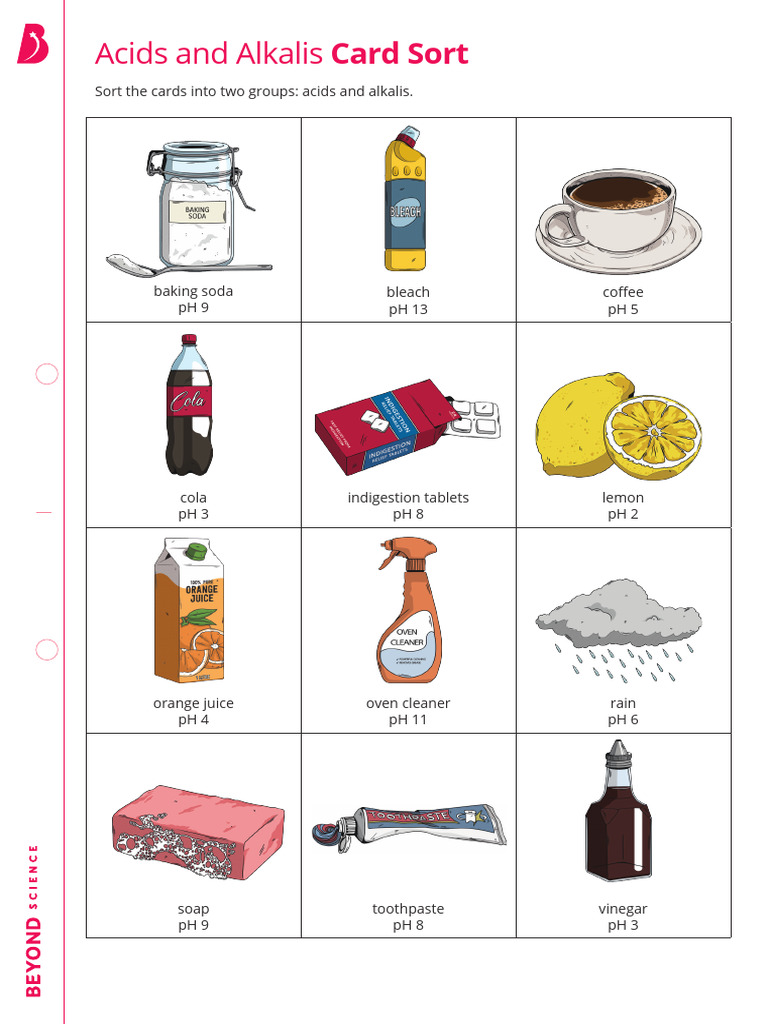 Acids and Alkalis Card Sort Support | PDF