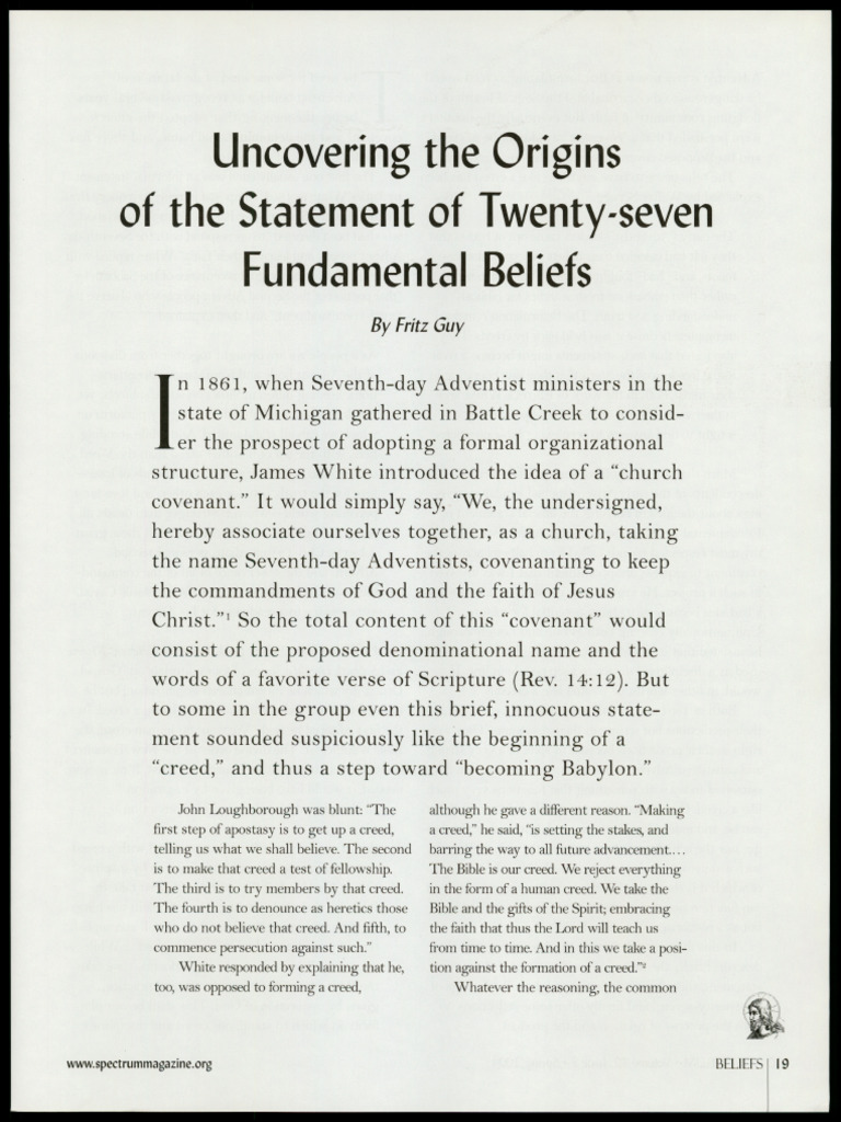 Adventist Beliefs: Historical Journey | PDF | Creed | Seventh Day ...