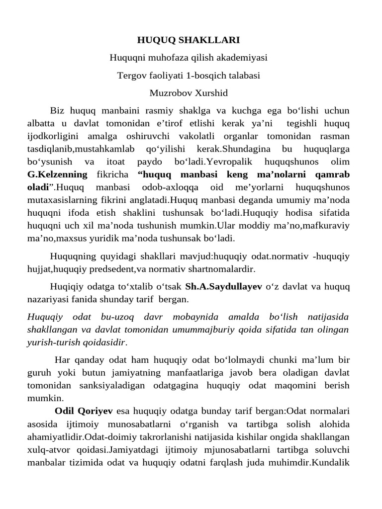 Huquq Shakllari | PDF