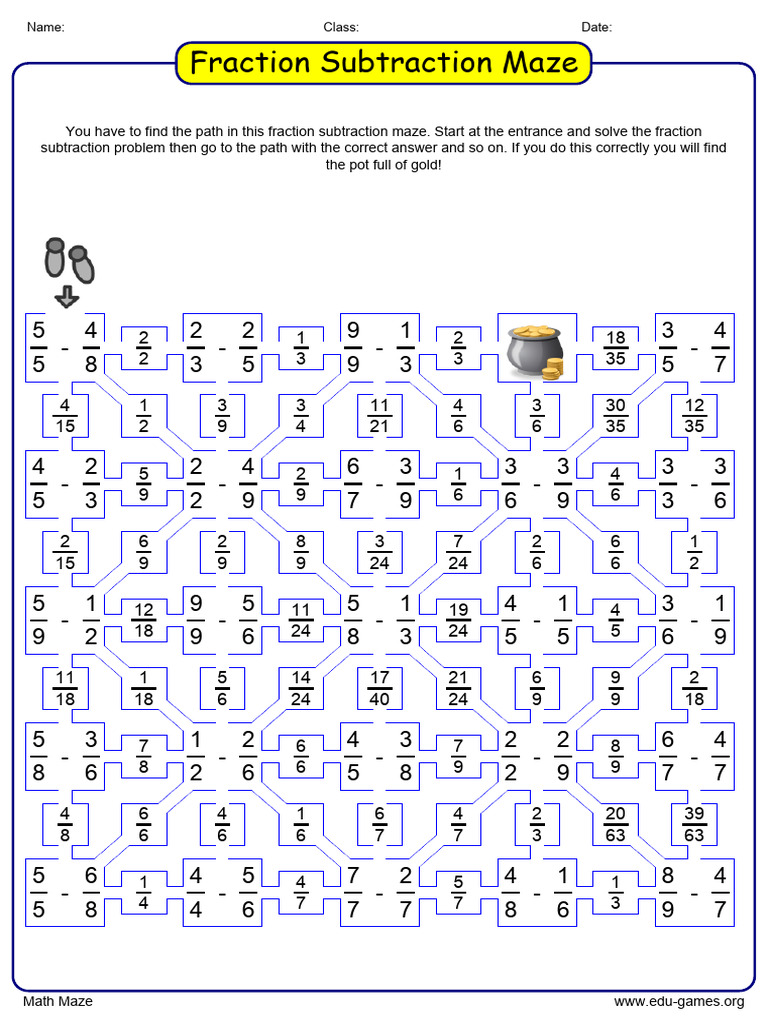 Fraction Subtraction Maze - 241011 - 145944 | PDF | Mathematics ...