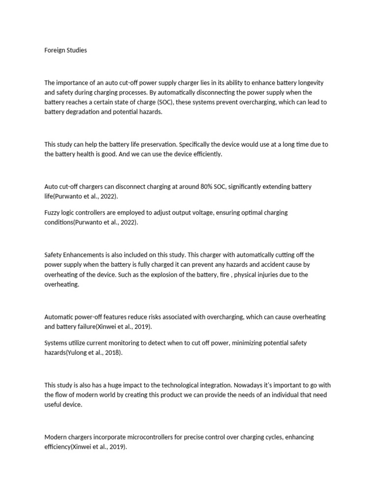 FOREIGN STUDY | PDF | Battery Charger | Power Supply